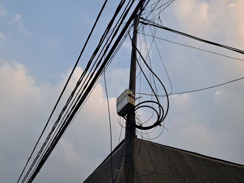 Internet Network Poles and Cables Stock Image - Image of wire, high ...