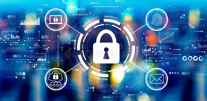 Internet Network Security Concept with Big City Lights Stock Image ...