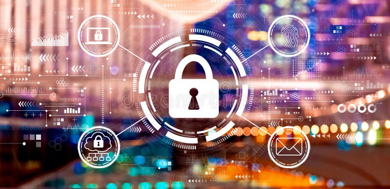 Internet Network Security Concept with Big City at Night Stock Photo ...