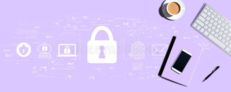 Internet Network Security Concept with Computer Keyboard and Office ...