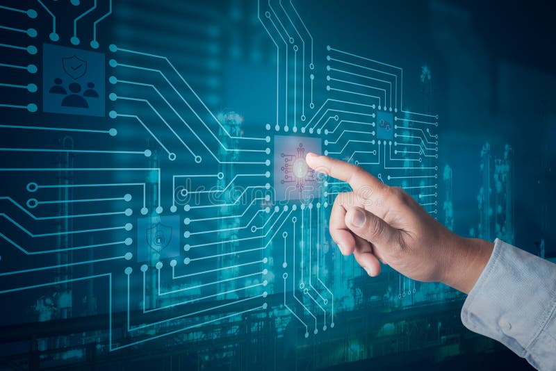 Internet Network Security Concept with Hand Pressing Key Lock Icon on ...