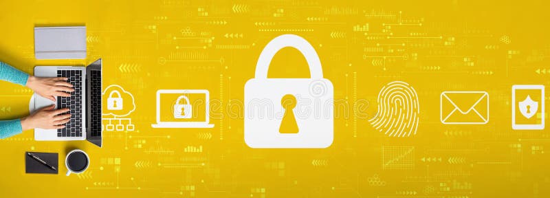 Internet Network Security Concept with Person Using a Laptop Stock ...