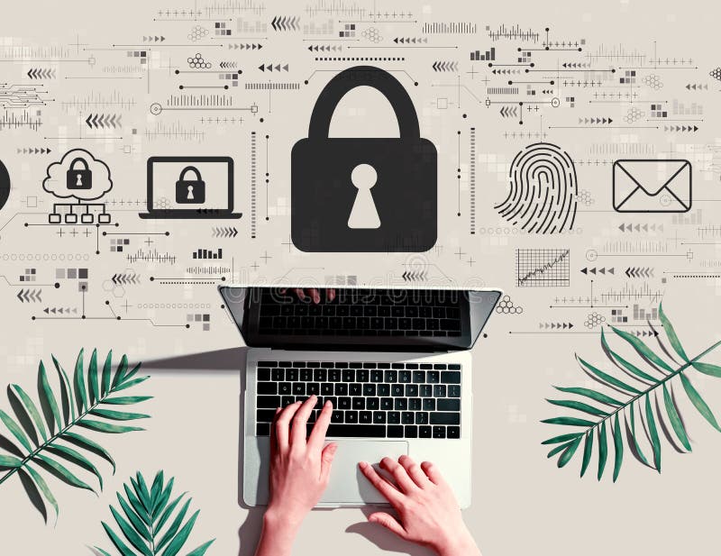 Internet Network Security Concept with Person Using a Laptop Stock ...