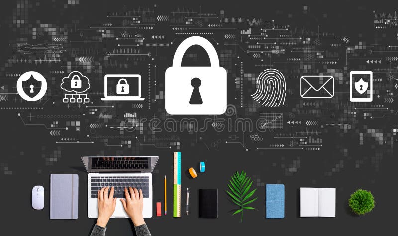 Internet Network Security Concept with Person Using a Laptop Stock ...