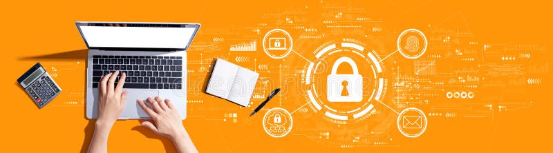Internet Network Security Concept with Person Using a Laptop Stock ...