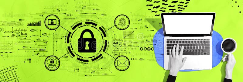 Internet Network Security Concept with Person Using a Laptop Stock Image - Image of password ...