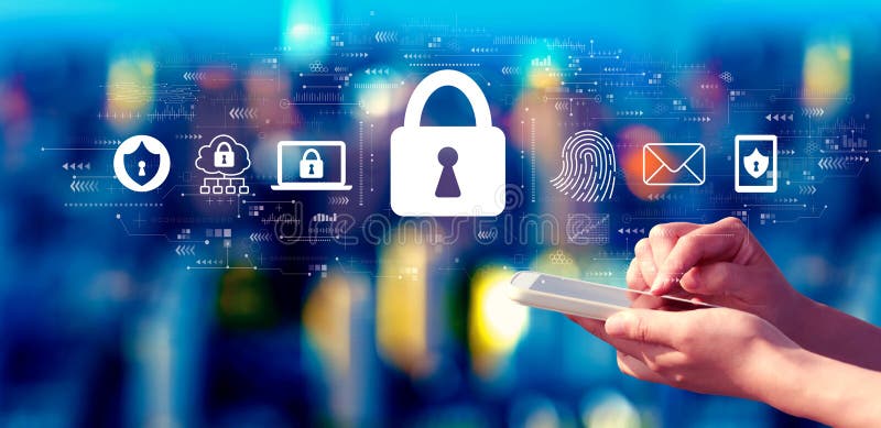 Internet Network Security Concept with Person Using a Smartphone at ...