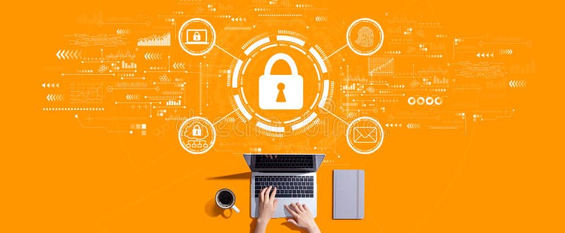 Internet Network Security Concept with Person Working with Laptop Stock ...