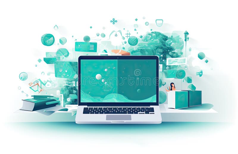 Internet and Network Technology Illustrations with Laptops Stock ...