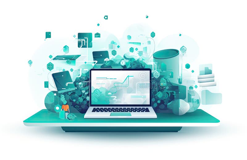 Internet and Network Technology Illustrations with Laptops Stock ...