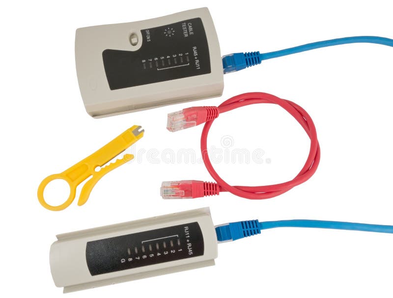 Network Tester and Crimping Tool with RJ45 Connector Stock Photo ...