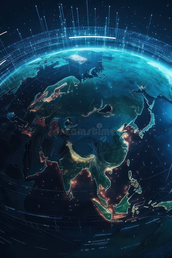 Internet Networks Over Planet Earth, Cyberspace, Neon Colors. Vertical ... Internet Networks Over Planet Earth, Cyberspace, Neon Colors. Vertical ...