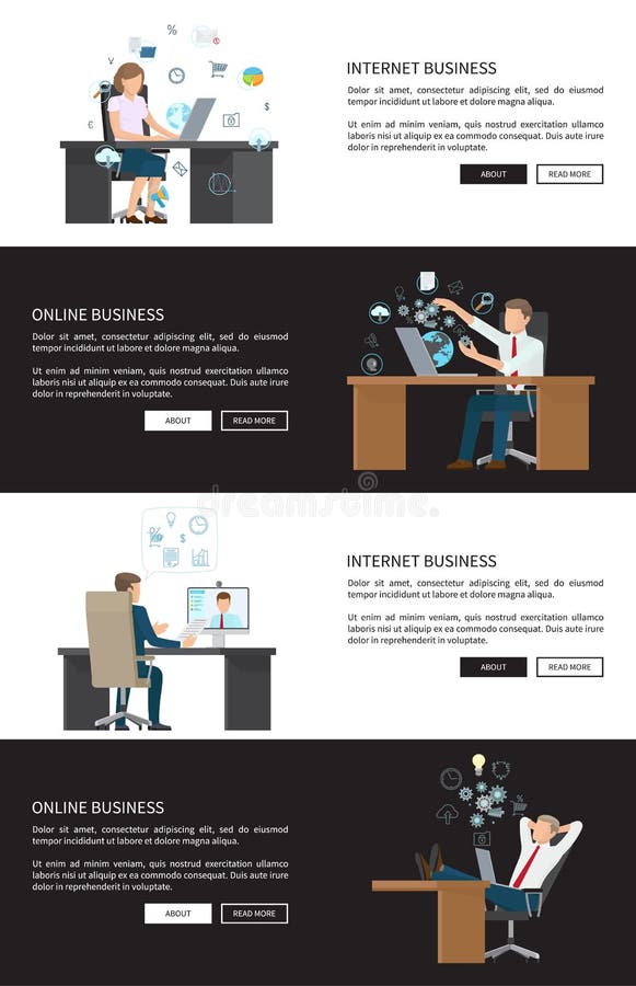 Internet and Online Web Pages Vector Illustration Stock Vector ...