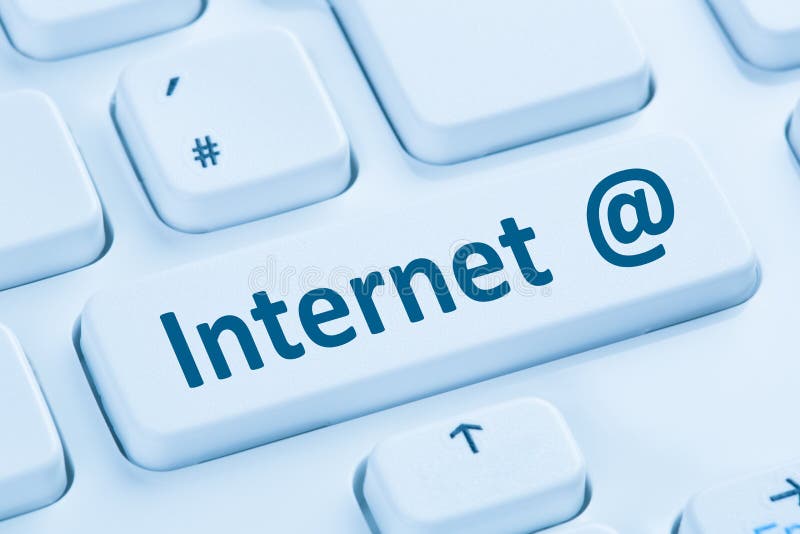 Internet Online Button on Blue Computer Keyboard Stock Image - Image of ...