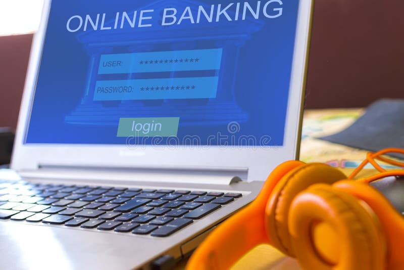 Internet Payment Concept of Online Banking Using a Laptop Stock Image ...