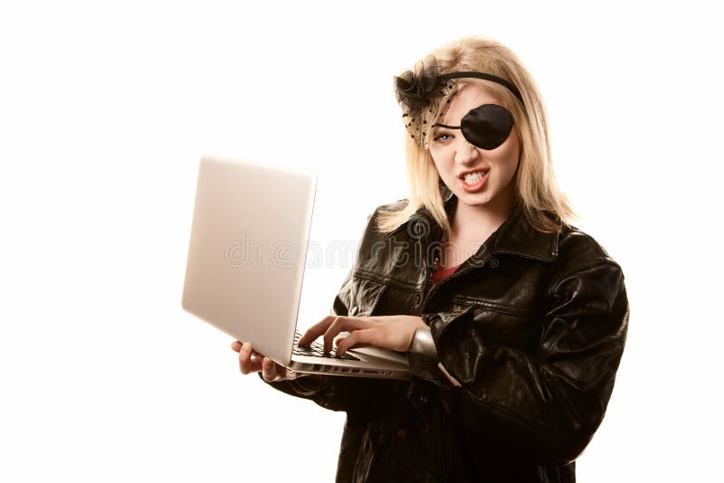 Internet Pirate stock image. Image of female, computer - 11767609