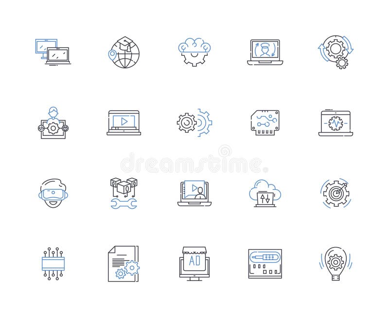 Internet Portal Line Icons Collection Gateway Platform Access Connection Hub Nerk