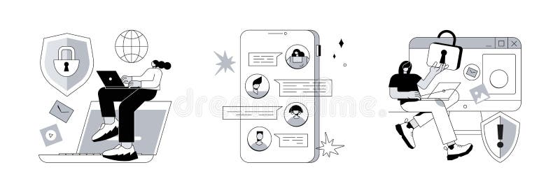 Internet Privacy Violation Abstract Concept Vector Illustrations. Stock ...