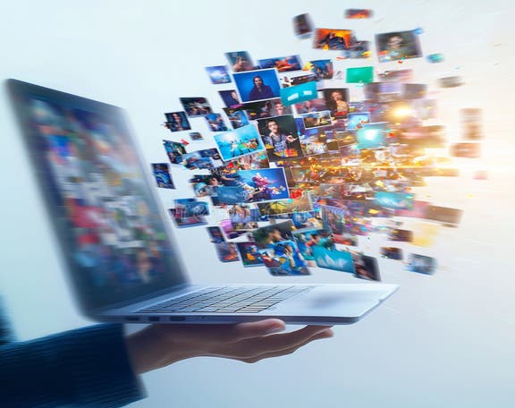 Internet Production Technology Idea. Holding a Notebook Stock Image ...