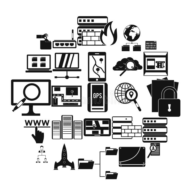 Internet Protocol Icons Set, Simple Style Stock Vector - Illustration ...