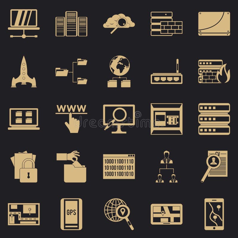 Internet Protocol Icons Set, Simple Style Stock Vector - Illustration ...