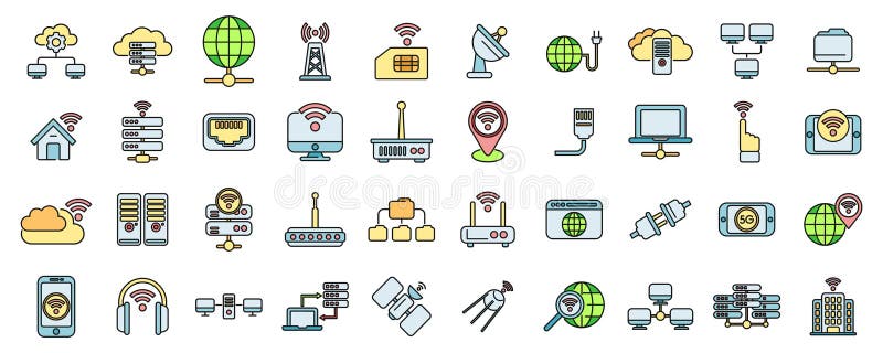 Internet Provider Icons Set Vector Color Line Stock Illustration ...