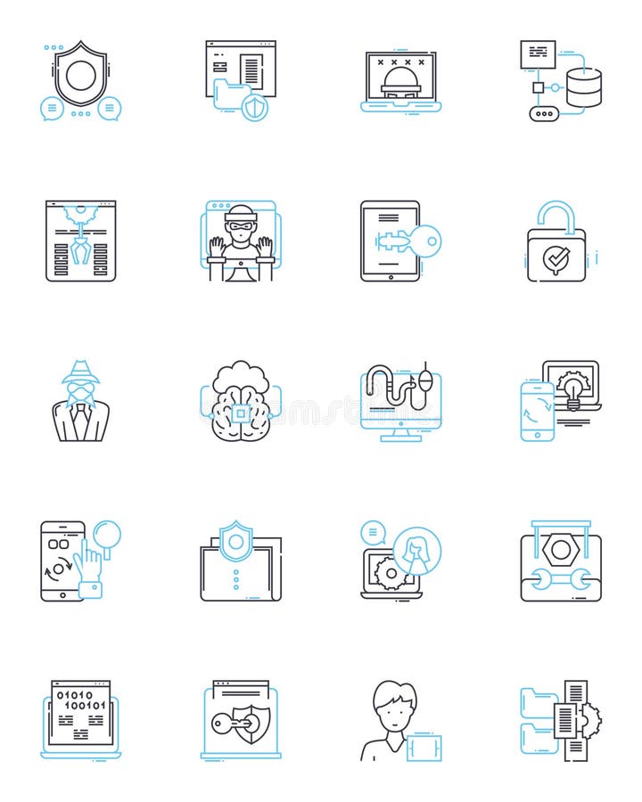 Internet Realm Linear Icons Set. Connectivity, Information, Worldwide ...