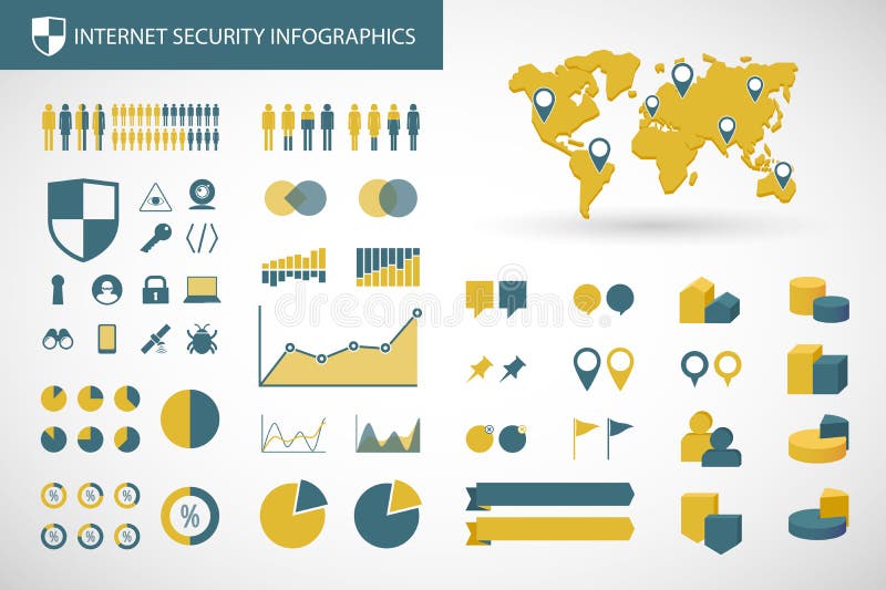 Internet Related Infographics Kit Stock Illustration - Illustration of ...