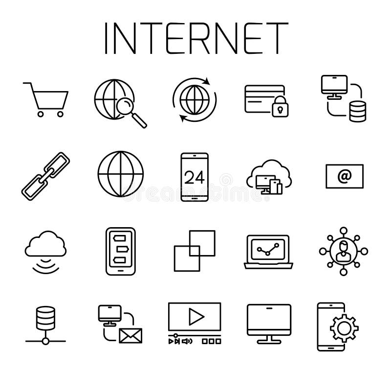 Set of Internet Related Vector Line Icons. Stock Vector - Illustration ...