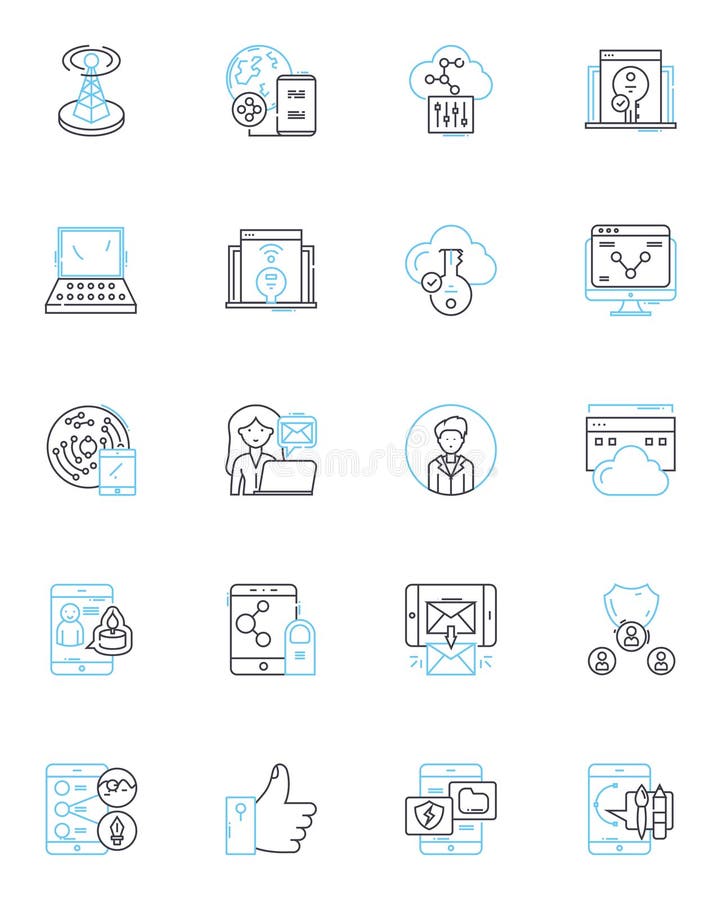 Internet Relations Linear Icons Set Connection Communication