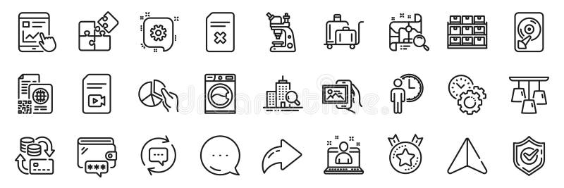 Internet Report, Ceiling Lamp and Update Comments Line Icons Pack. for ...