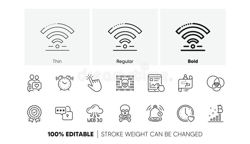 Internet Report, Journey Path and Reminder Line Icons. for Web App ...