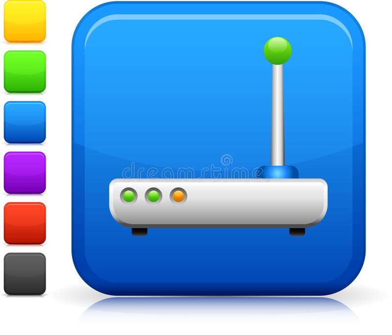 Internet Router Icon on Square Internet Button Stock Illustration ...