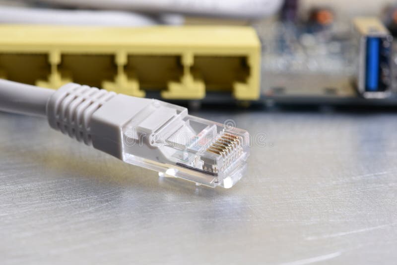Internet Router with Network Patch Cord Stock Photo - Image of modem ...