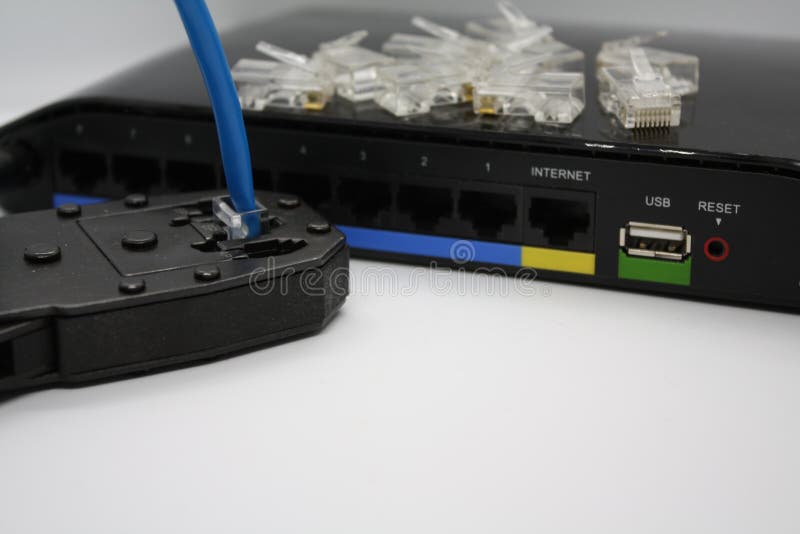 Lan Cable with RG45 Connector Stock Illustration - Illustration of ...