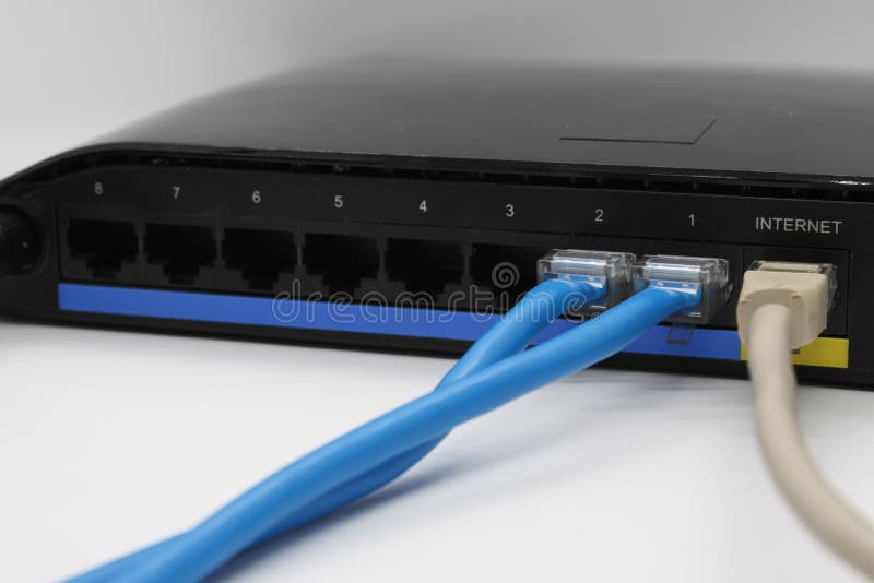 Internet Router and Rg45 Connectors Stock Image - Image of white, data ...