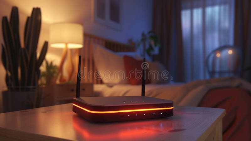 Internet Router on a Table in a Cozy Evening Room Stock Image - Image ...