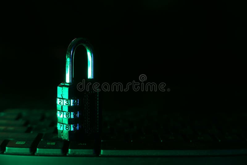 Cyber Safety Concept, Locked and Key on Laptop Computer Keyboard. Stock ...