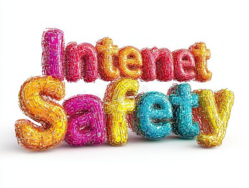 Internet Safety 3d text stock image. Image of technology - 374081099