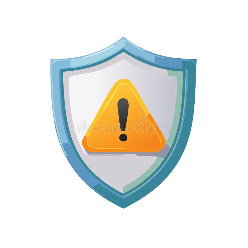 Internet Safety Guard Shield with Caution Exclamation Mark Alert Symbol ...