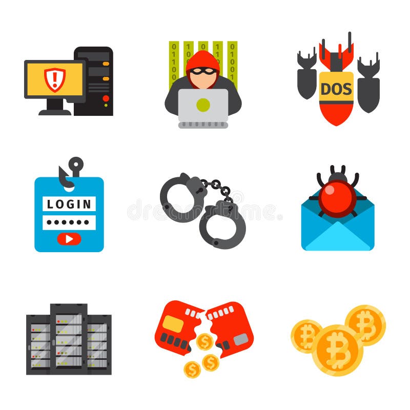 Internet Safety Icons Isolated Stock Vector - Illustration of computer ...