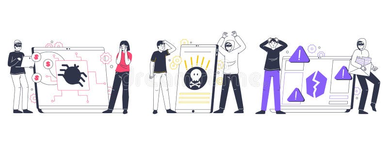 Internet Scam Phishing. Cyber Hacker Attack, Online Cyber Crime ...