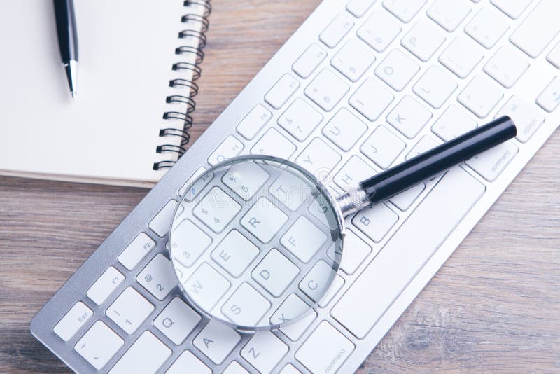 Internet Search Concept, Magnifier and Computer Keyboard Stock Image ...