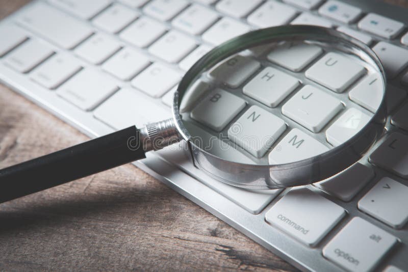 Internet Search Concept, Magnifier and Computer Keyboard Stock Photo ...