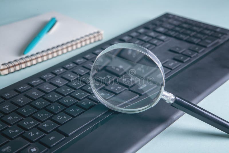 Internet Search Concept, Magnifier and Computer Keyboard Stock Photo ...