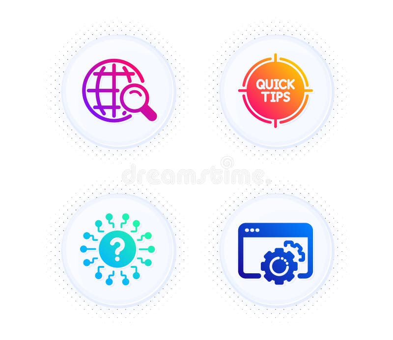 Internet Search, Tips and Question Mark Icons Set. Seo Gear Sign. Web ...