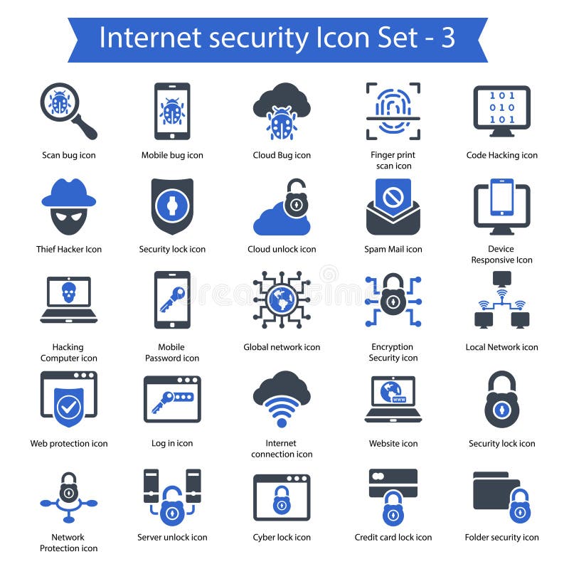 Internet Security Icon Set 3 Stock Vector - Illustration of computing ...