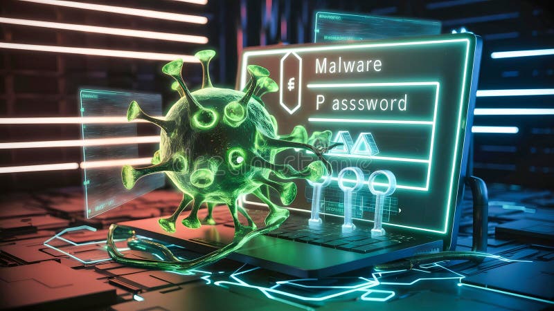 Internet Security Breach Malware Attack Stock Illustration - Illustration of malware, font ...