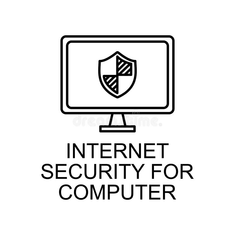 Internet Security For Computer Outline Icon Element Of Data Protection Icon With Name For