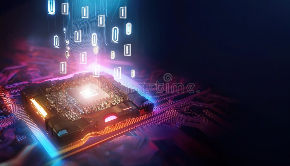 Internet Security Concept. a Broken Processor Radiates and Leaking ...